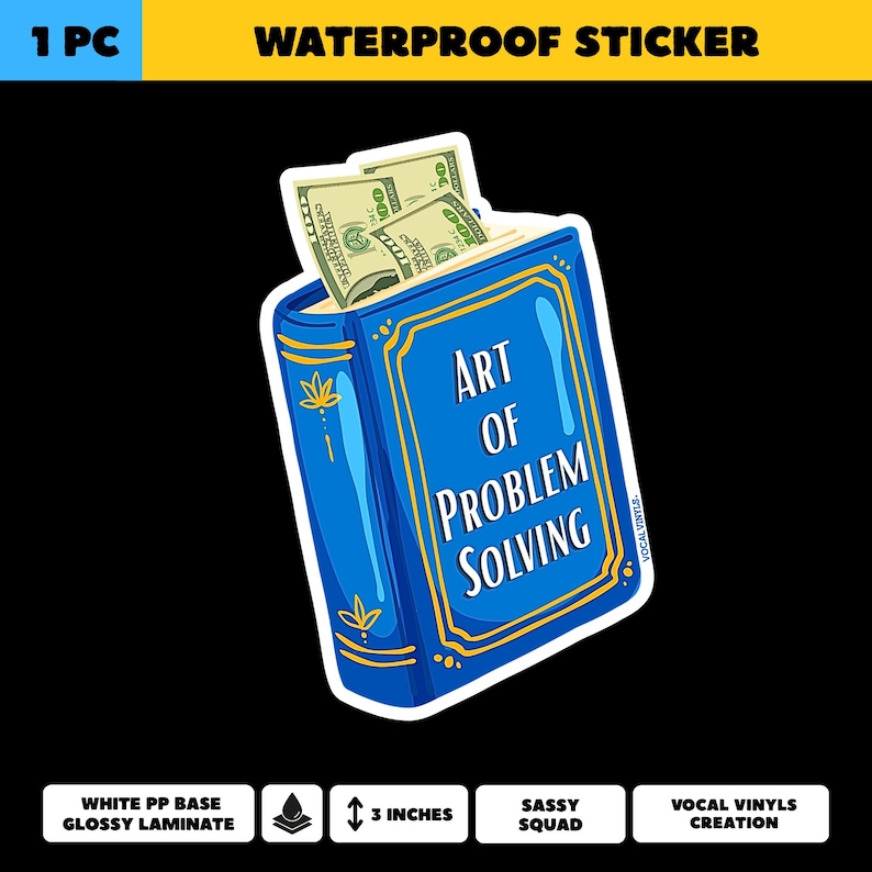 Art of Problem Solving Sticker, Funny Book & Cash Decal for Laptop and ...