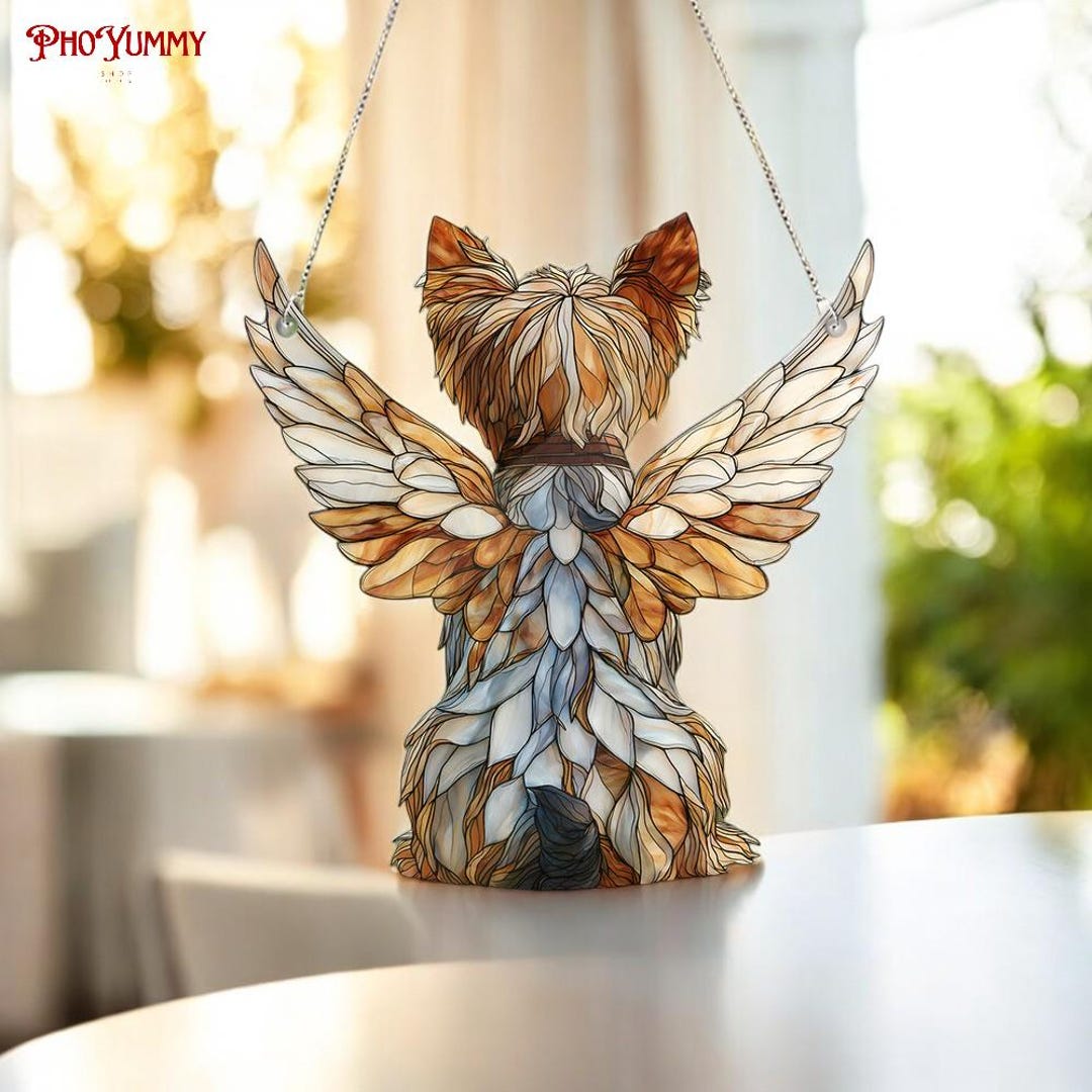 Angel Yorkie Dog Suncatcher, Yorkshire Terrier With Wings Window ...