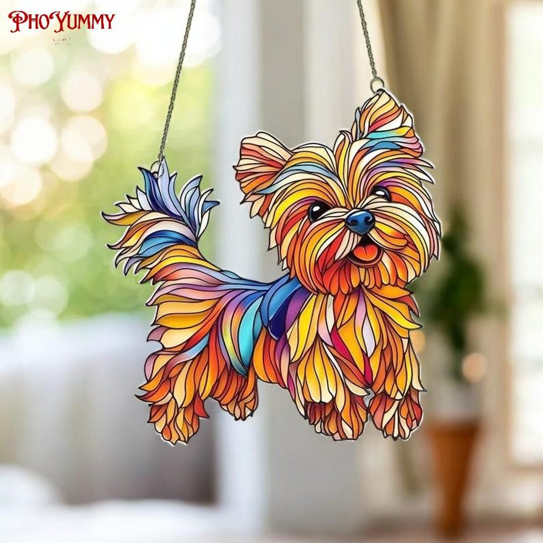 Yorkshire Terrier Acrylic Suncatcher, Yorkie Dog Window Hanging, Pet ...