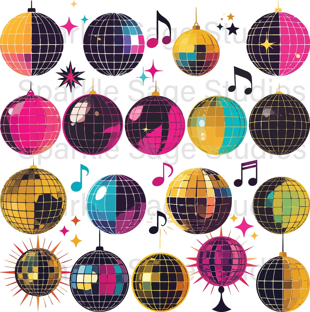 Disco Ball Clipart Bundle | Retro Disco SVG PNG Set | 70s 80s Party ...