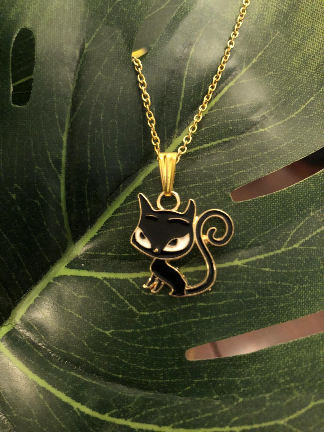 Classy Black Cat is on a 18 Inch Gold Plated Chain - Etsy