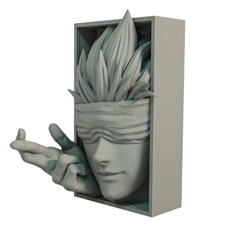 Satoru Gojo Manga Nook Gray 3D Printed Jujutsu Kaisen Diorama Bookshelf ...