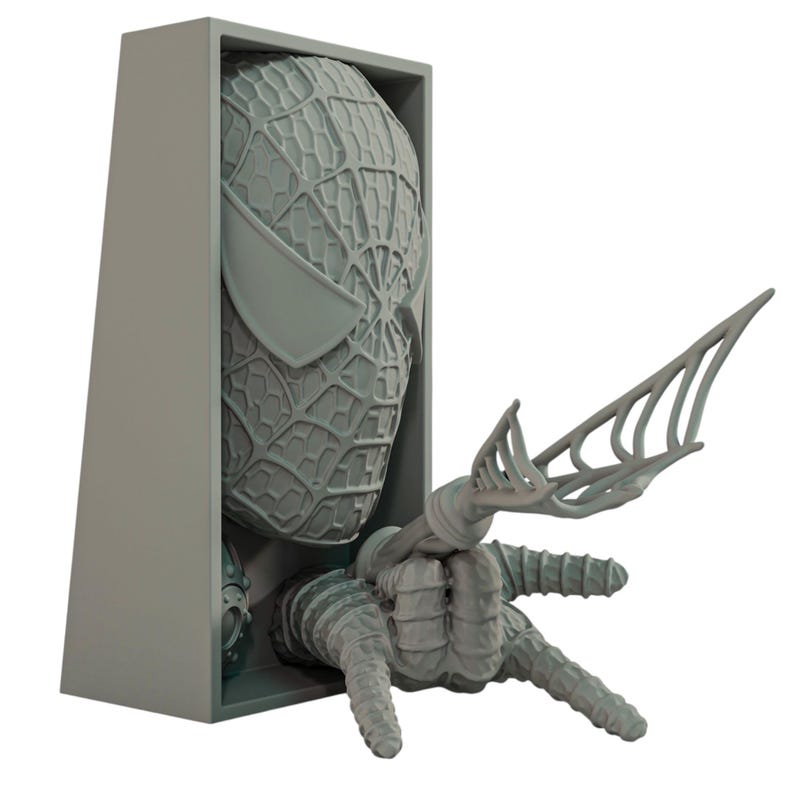 Spider Man Book Nook Gray PLA 3D Printed Marvel City Diorama Bookshelf ...