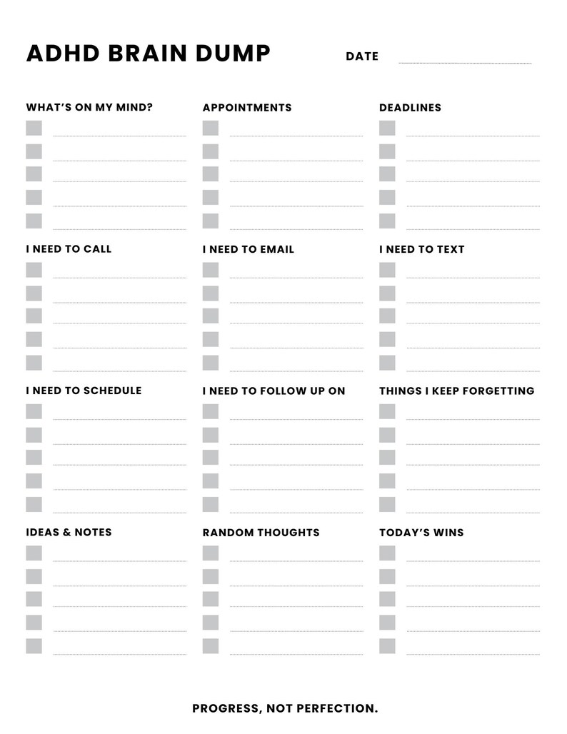 ADHD Planner Printable Set, Daily Weekly Monthly Planner, Brain Dump ...