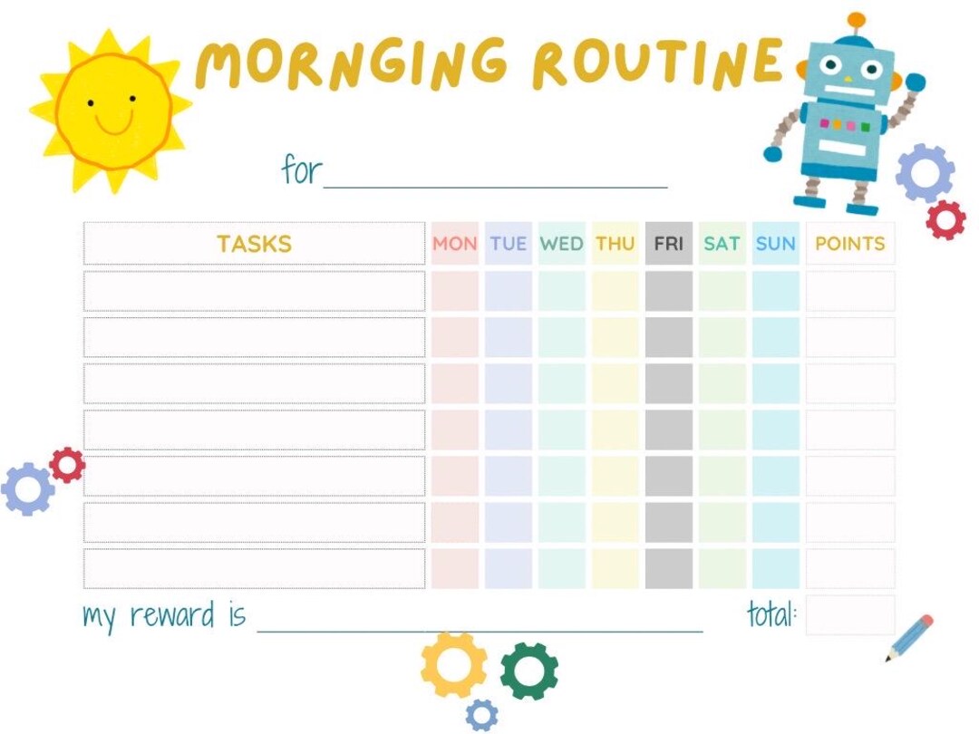 Boy Morning Routine Morning Checklist to Do List Reward Chart - Etsy