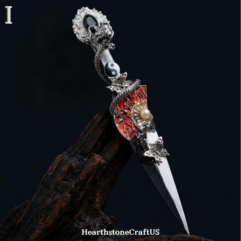Gothic Fantasy Dagger With Rose Design, Decorative Knife for Cosplay ...