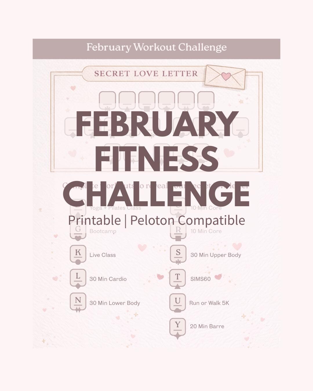 February Fitness Challenge Printable | Workout Tracker + Peloton ...
