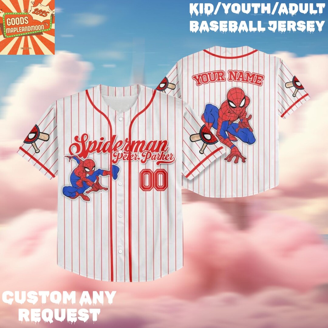 Spider Man Baseball Jersey, Custom Name Number Shirt, Kids Youth Adult ...