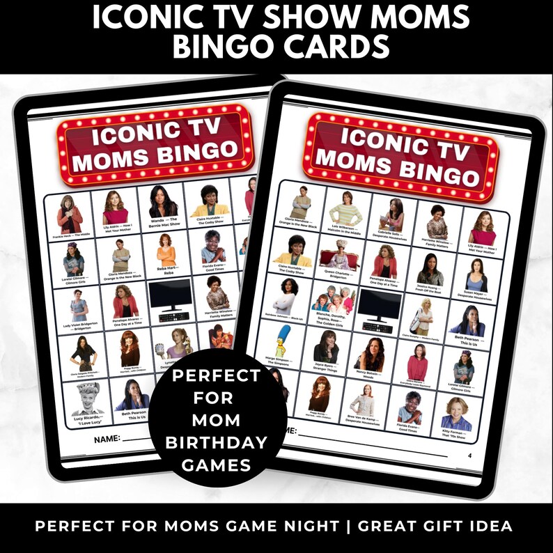 Iconic TV Show Moms Bingo Cards for Mother's Day Party Game for Adults ...