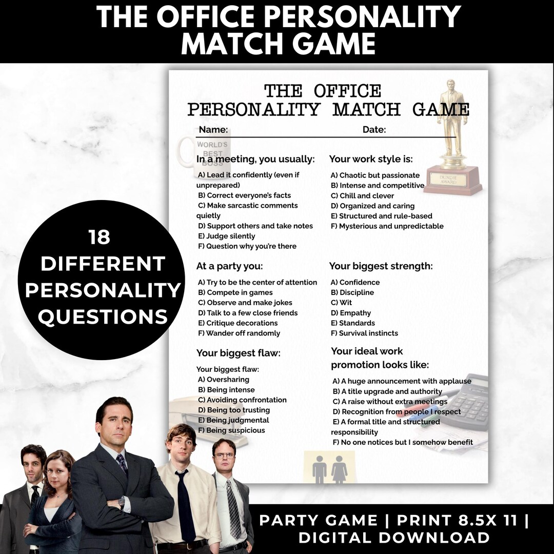 The Office Personality Quiz Game Printable | Adult Party Game | the ...