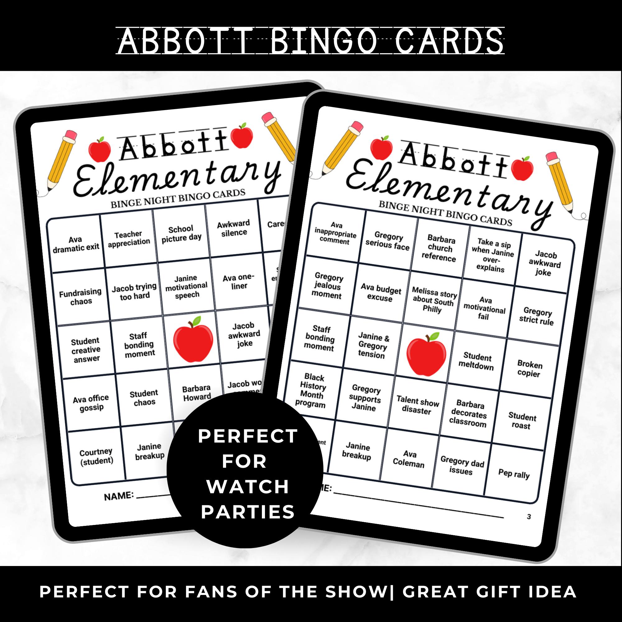 Abbott Elementary Bingo Cards Printable – Adult Watch Party Game ...
