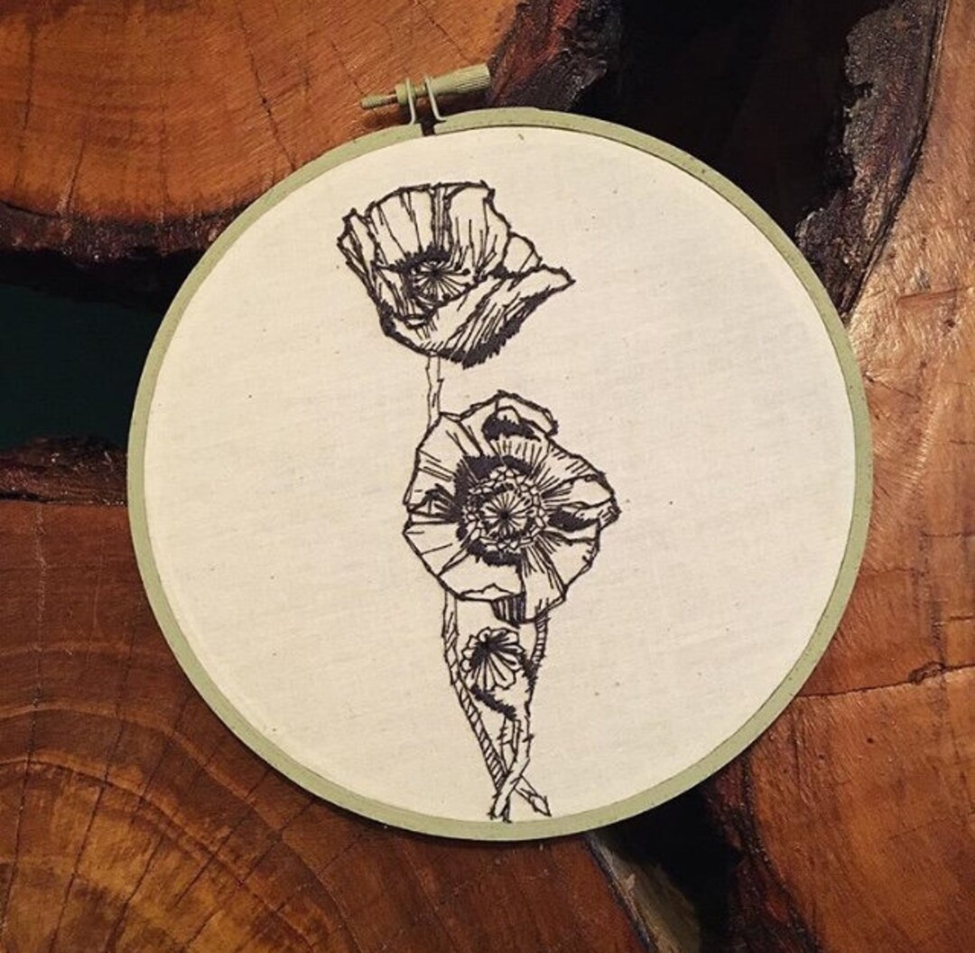 Hand Embroidered Poppy Decor Piece - Etsy