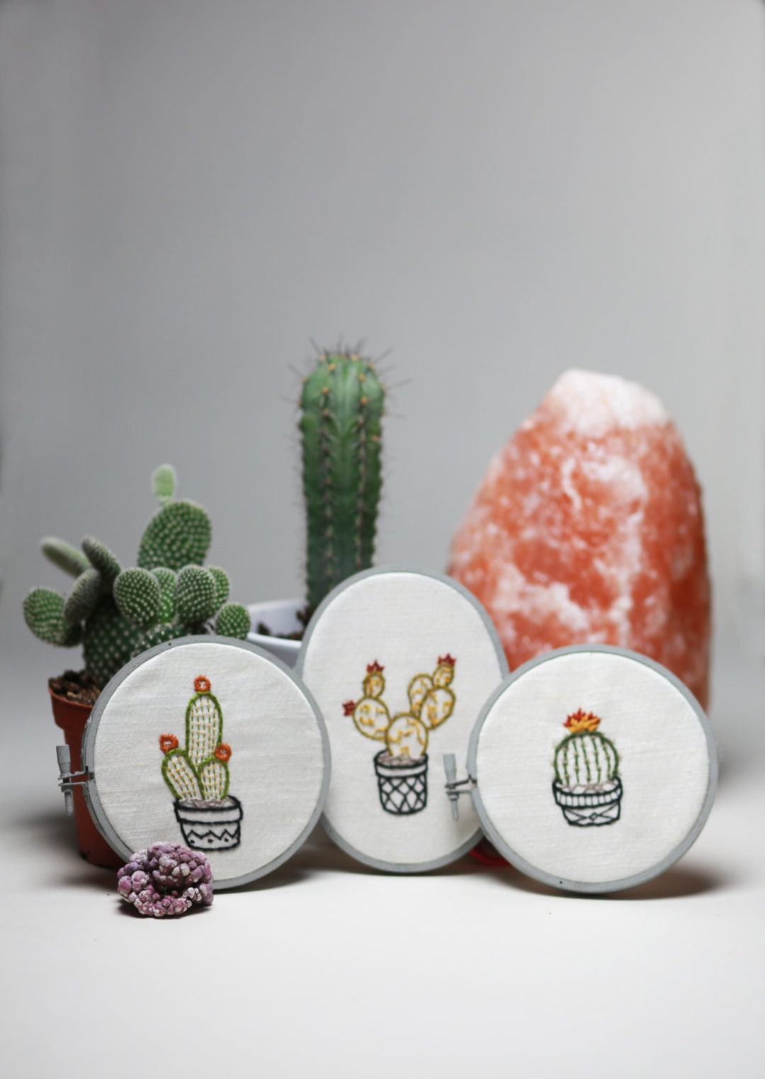 Set of 3 Cactus Handmade Embroidery Wall Art Decor - Etsy