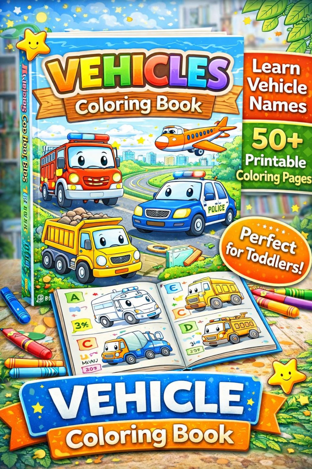 Preschool Vehicle Coloring Book, Step-by-step How to Color Guide ...
