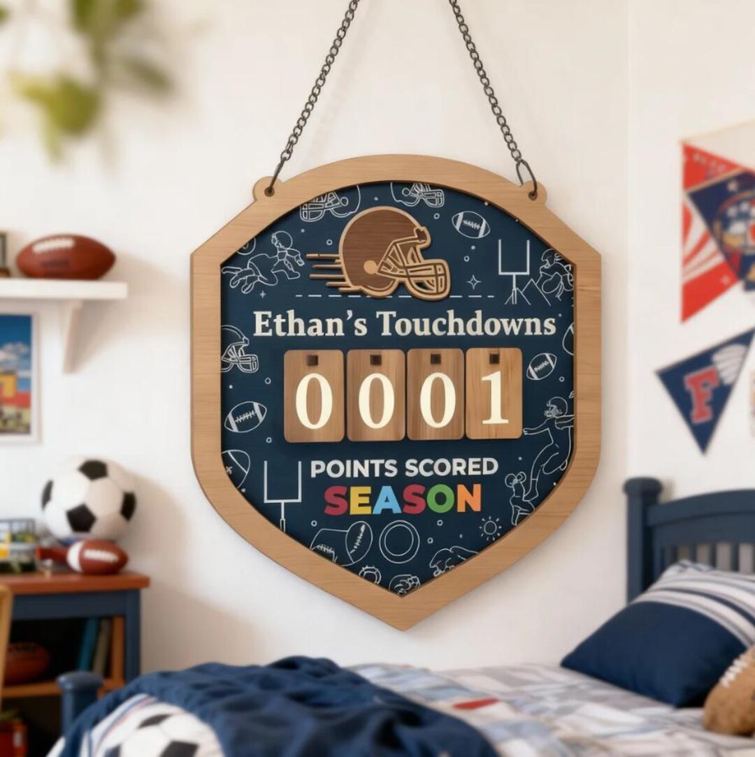 Personalized Football Scoreboard, Kids Sports Room Decor, Touchdown ...