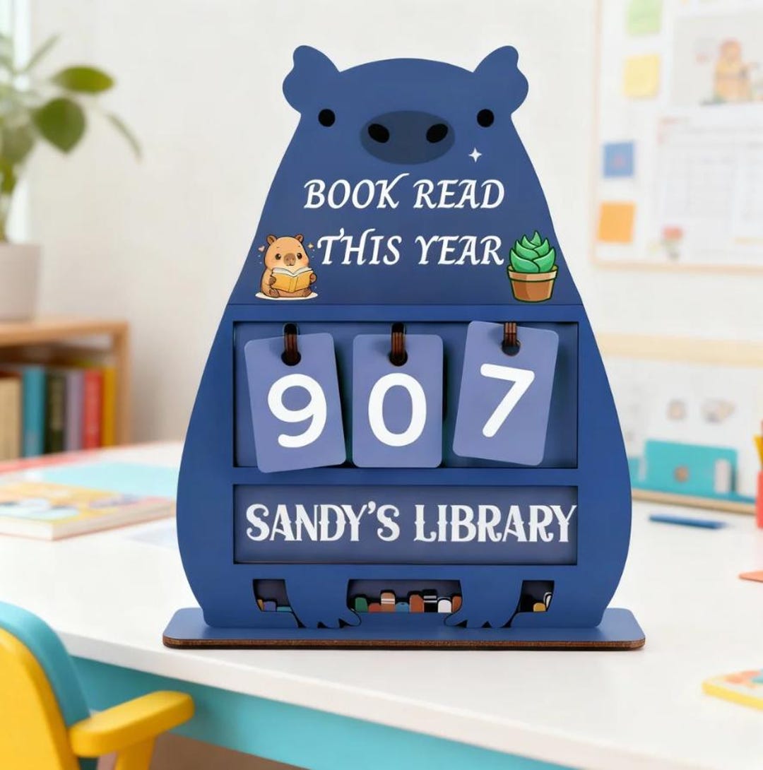 Personalized Bear Reading Tracker – Kids Library Decor, Custom Book ...