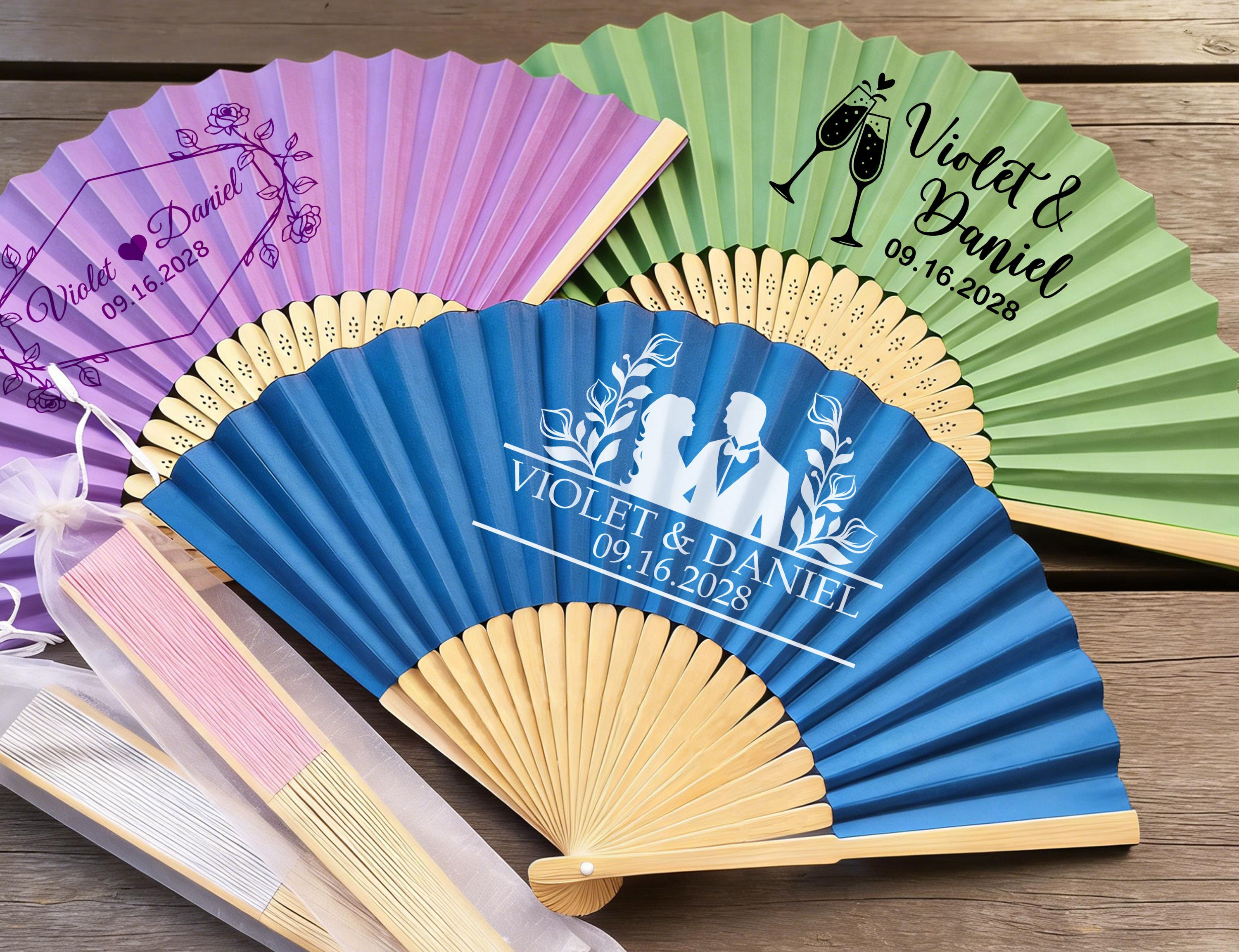 Custom Wedding Folding Hand Fan/personalised Coloured Paper Fans/custom ...