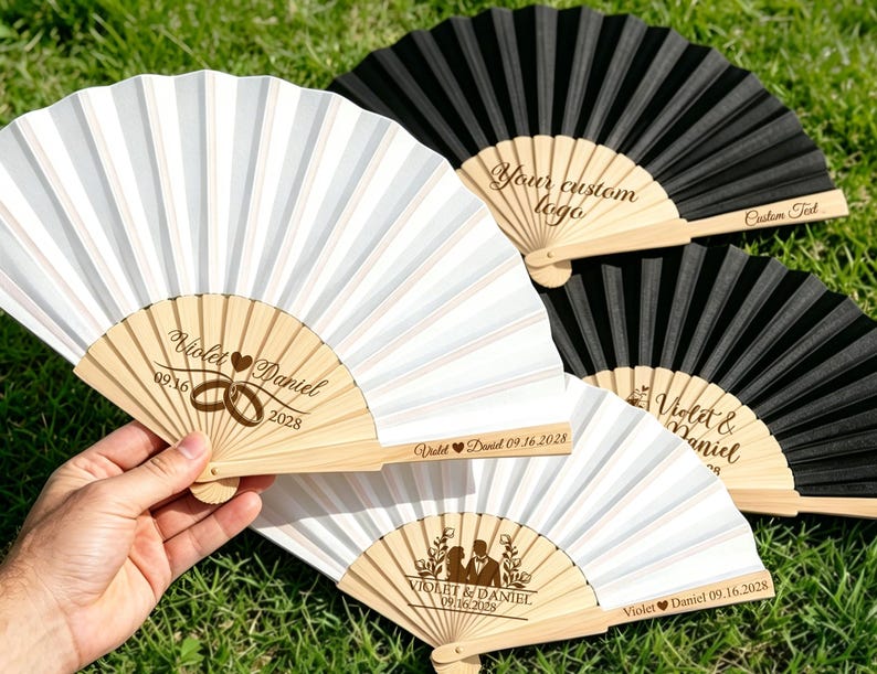 Personalized Hand Fan Wedding Favors/custom Initial Wedding Fan/summer ...