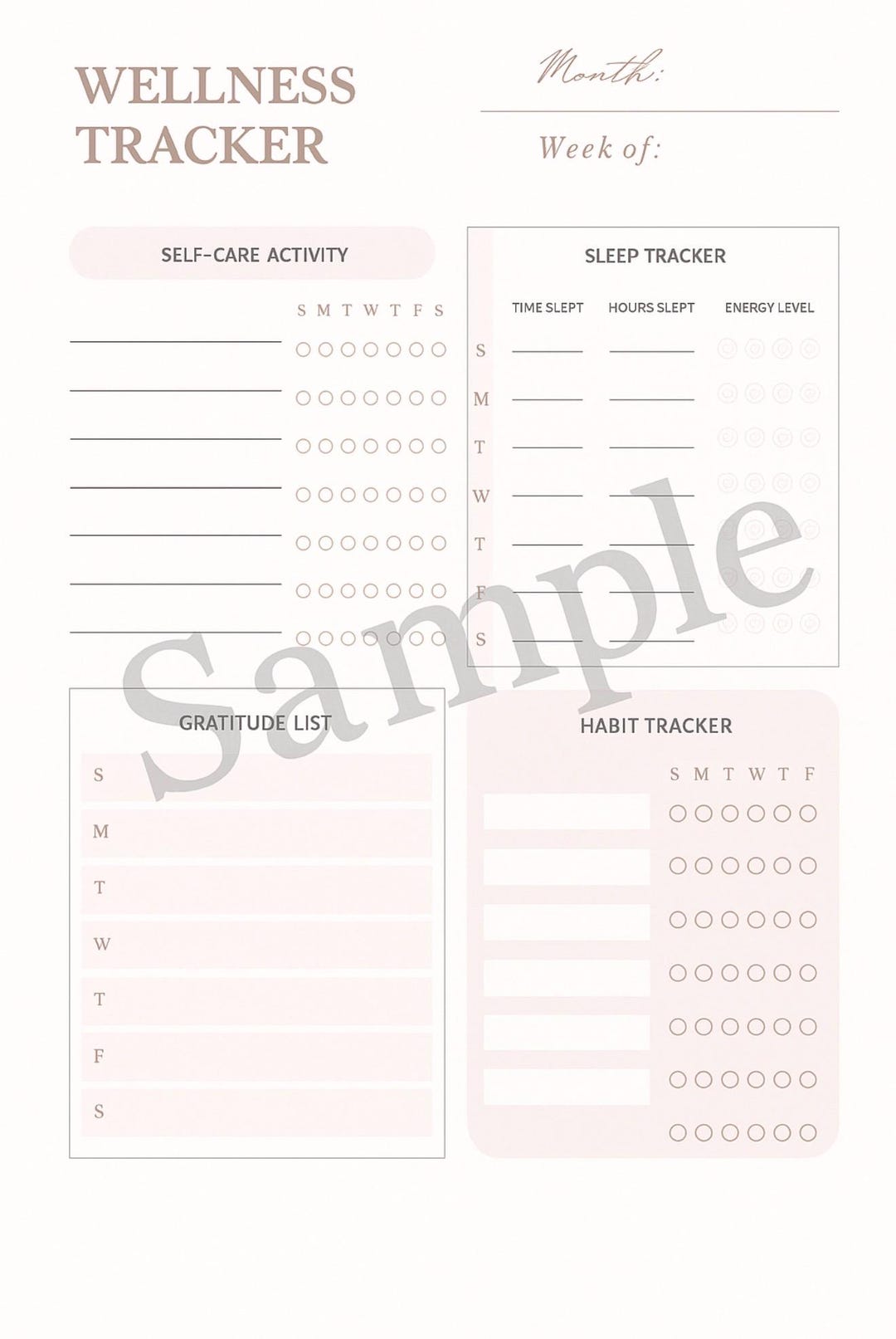 Wellness Tracker - Printable - Etsy