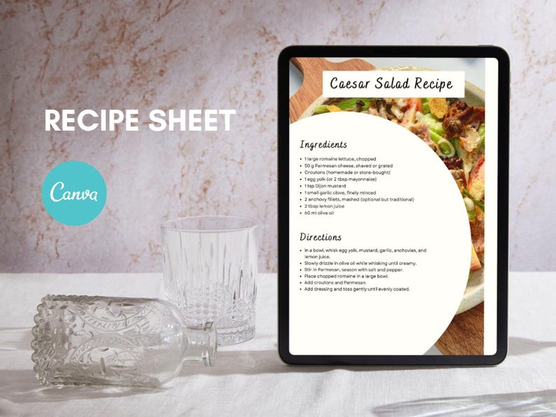 One Pager Recipe Template for Cookbook & Recipe Binder - Canva Template ...