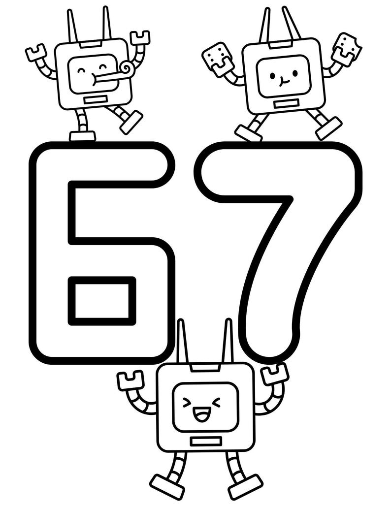 Six Seven Coloring Pages Printable, Birthday Party Activity for Kids, 6 ...