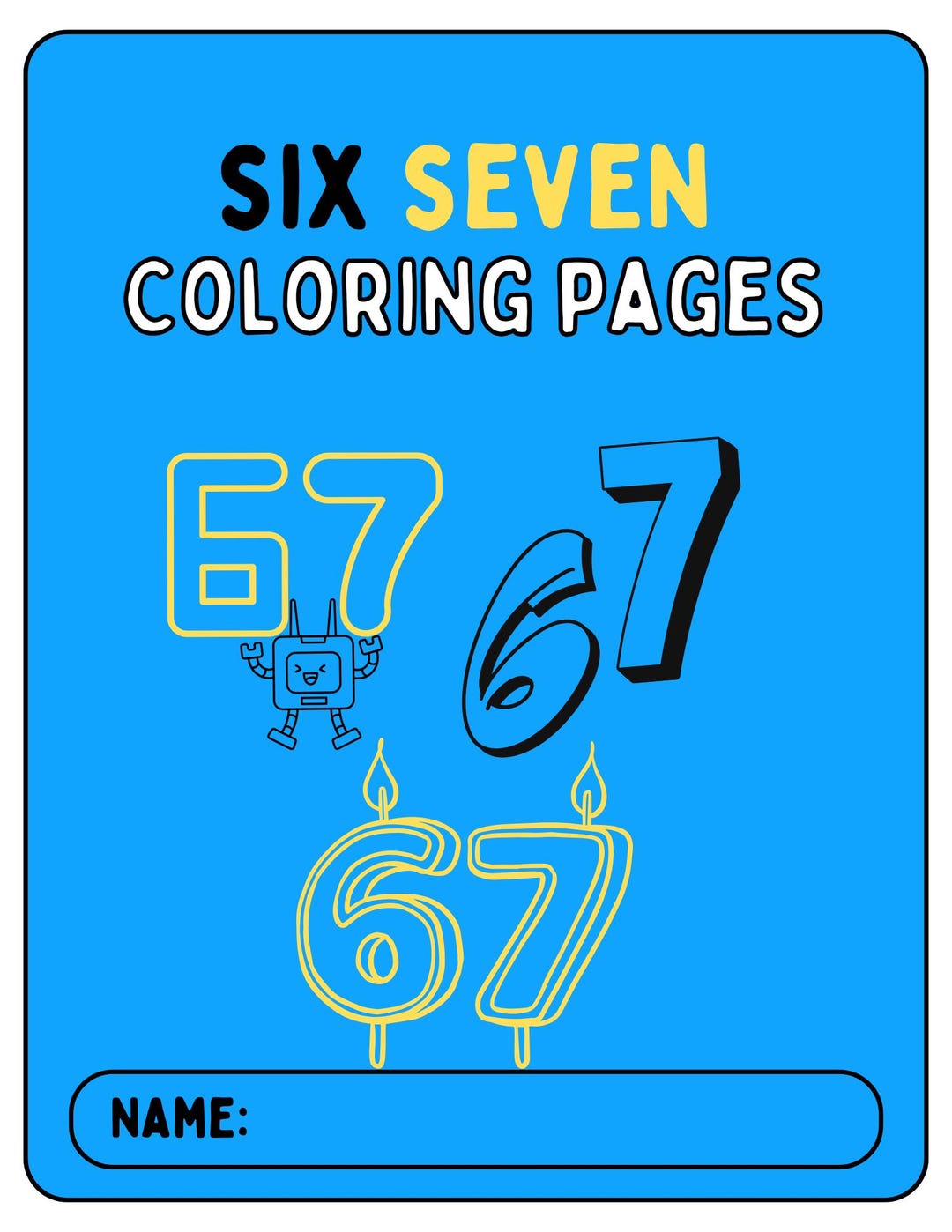 Six Seven Coloring Pages Printable, Birthday Party Activity for Kids, 6 ...