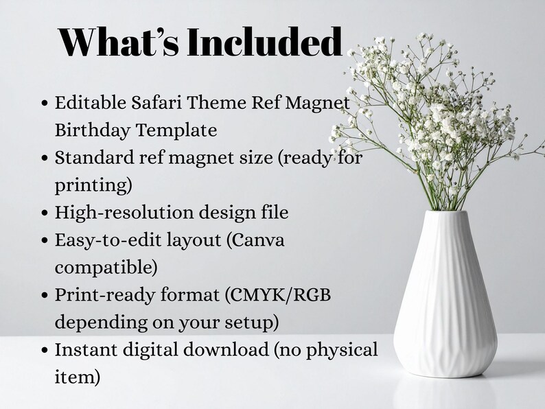 Plantilla de imán de cumpleaños de safari editable/Regalo para fiesta ...