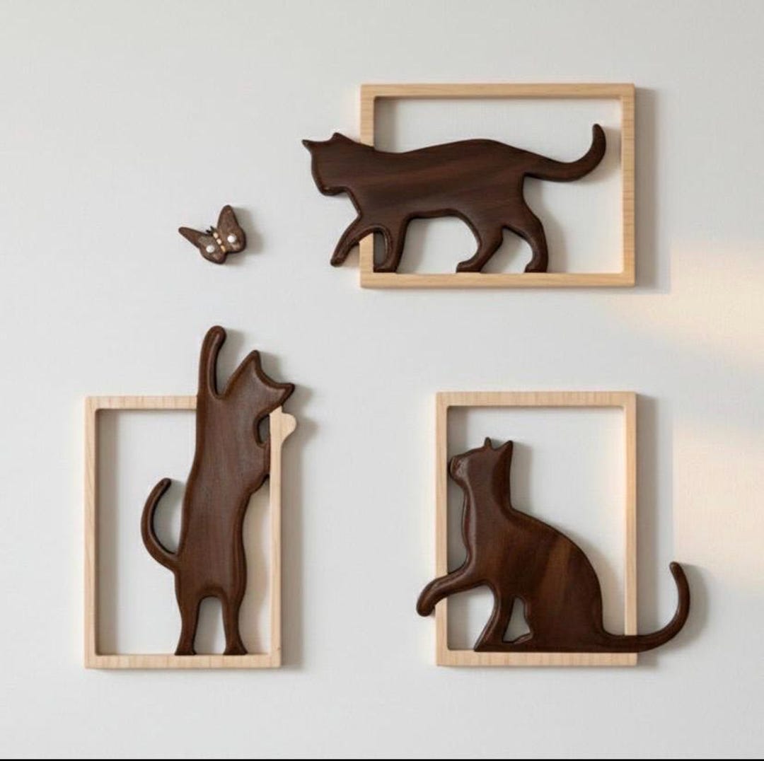 Intarsia Cat Wall Art Pattern | Scroll Saw Woodworking (PDF Download ...