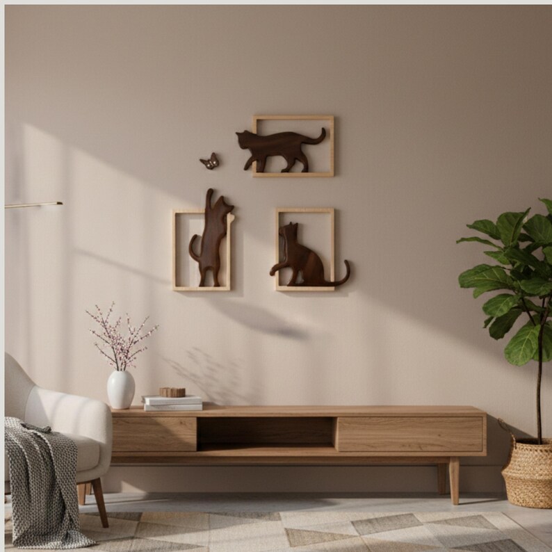 Intarsia Cat Wall Art Pattern | Scroll Saw Woodworking (PDF Download ...