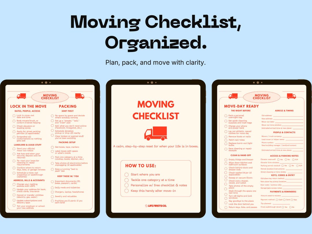 Moving Checklist in Vibrant Orange: Task Tracker To-do List for Move ...