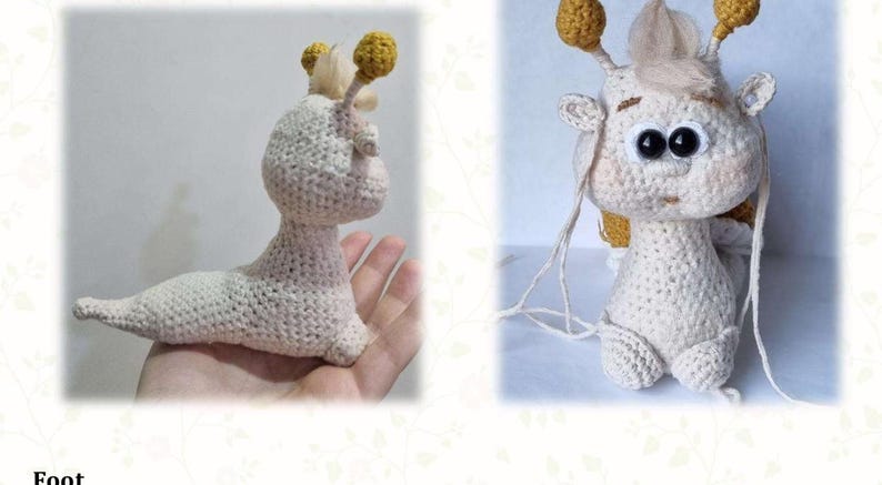 Burger Snail Crochet Pattern Amigurumi Snail Stuffed Animal Plush Toy ...