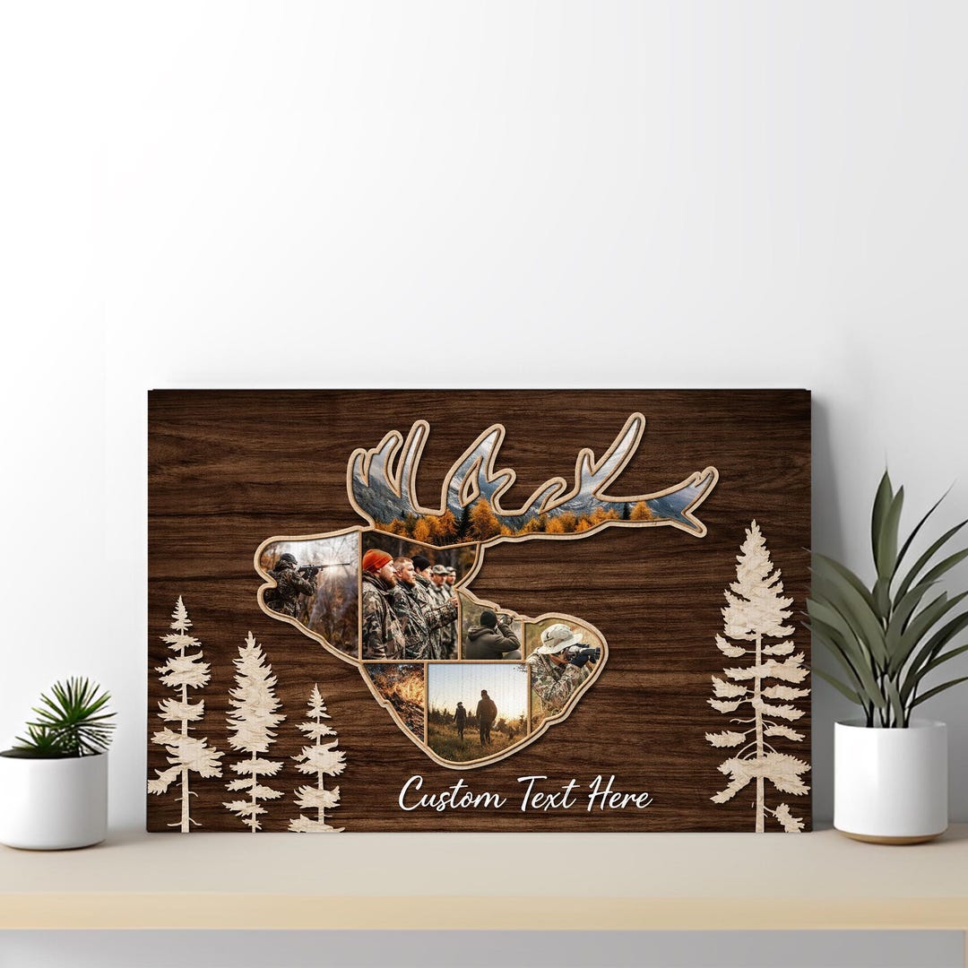 Elk Head Photo Collage Canvas Print,personalized Elk Hunting Wall Art ...
