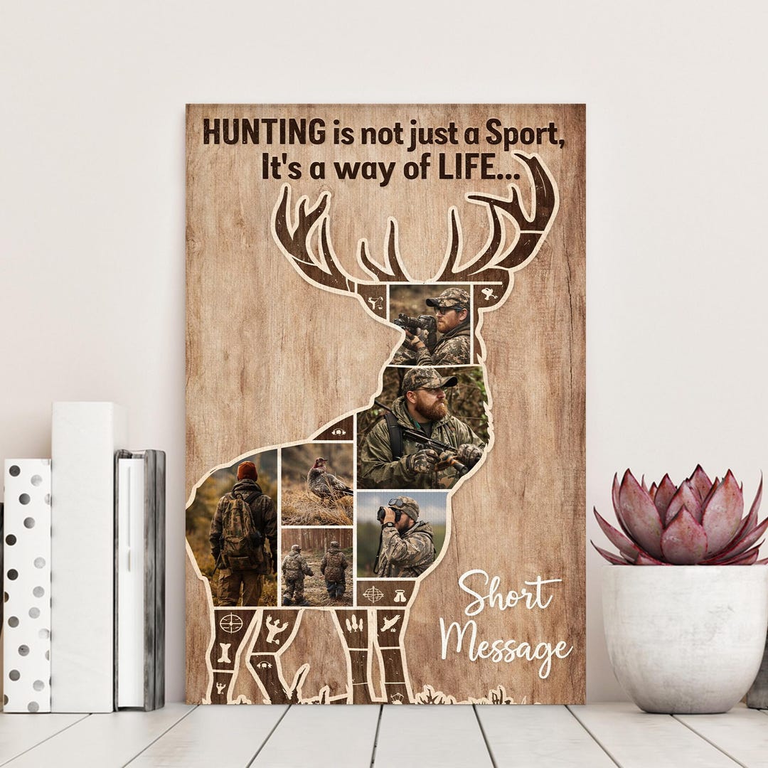 Personalized Deer Photo Collage Canvas,custom Hunting Wall Art,deer ...