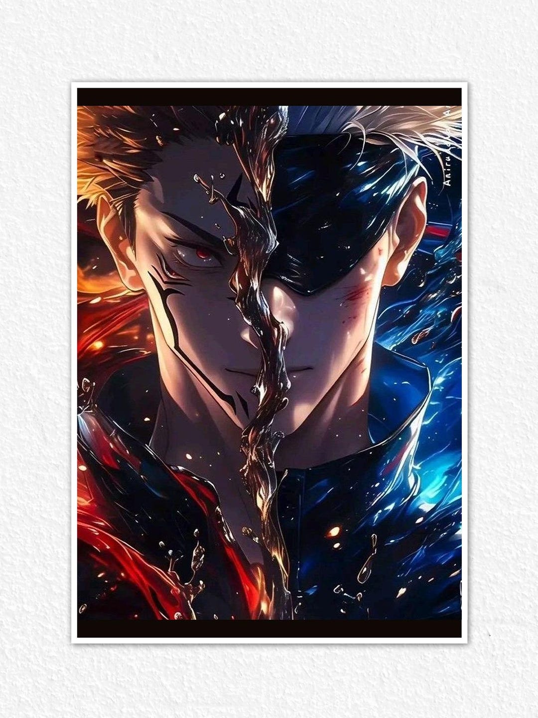 Jujutsu Kaisen Split Face Poster, Gojo Satoru Vs Ryomen Sukuna Wall Art ...