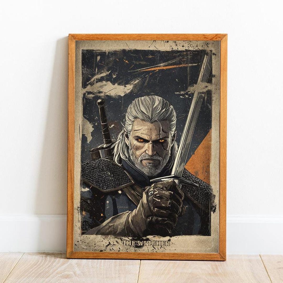 The Witcher Poster, Geralt of Rivia Wall Art, Dark Fantasy Gaming Decor ...