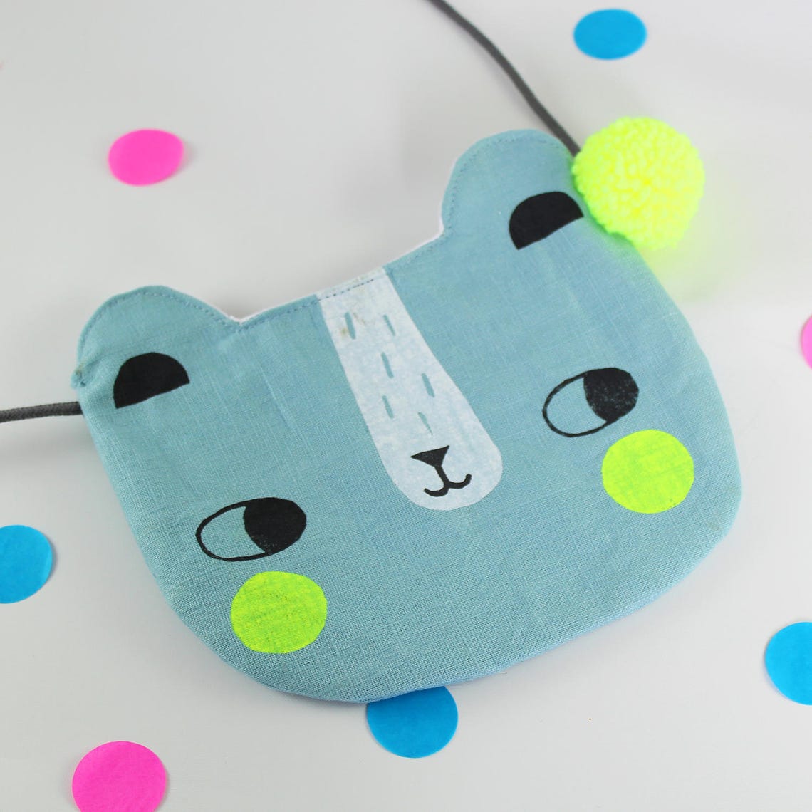 Linen Bear Bag Blue Kids Purse - Etsy
