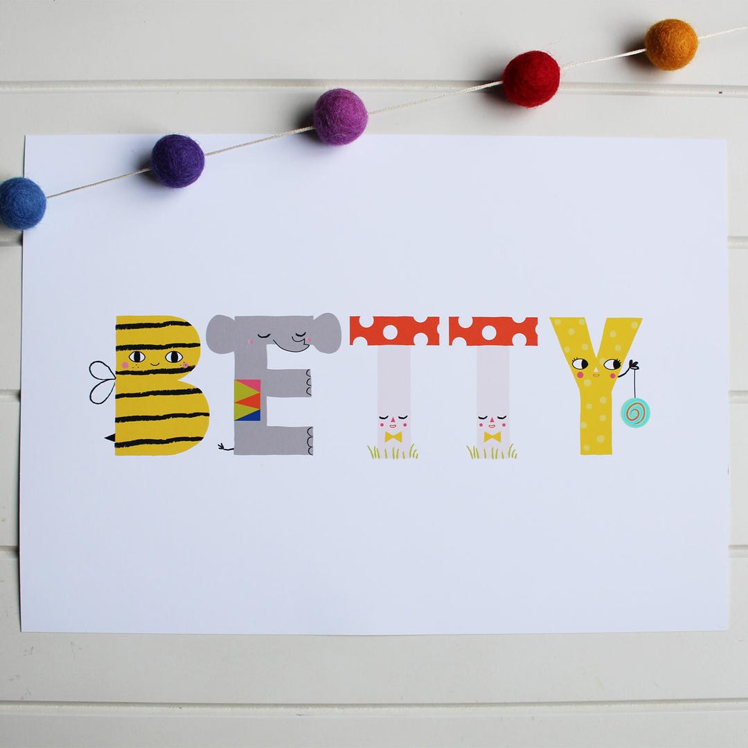 Personalized Name Print: Happy Alphabet Nursery Decor - Etsy