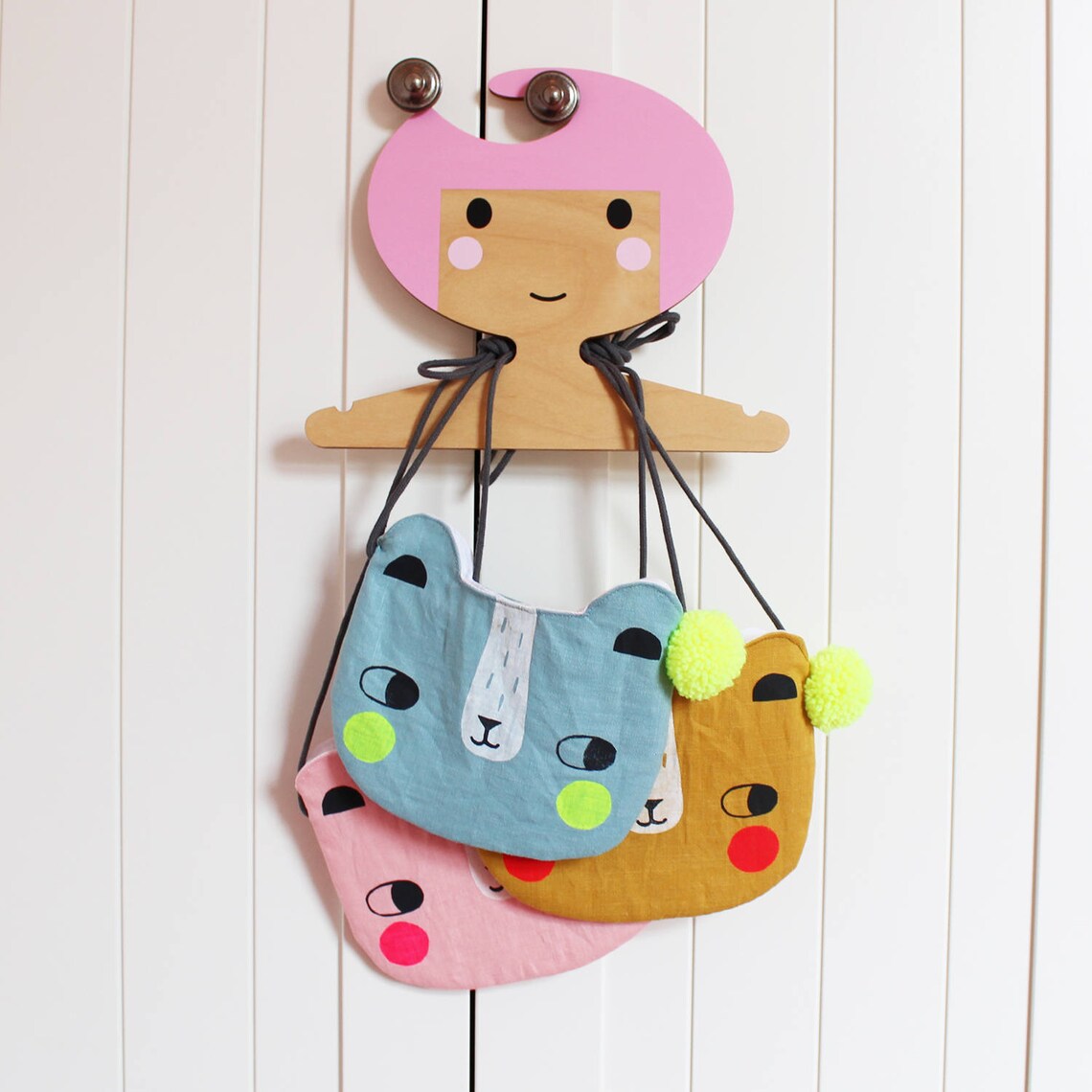 Linen Bear Bag Blue Kids Purse - Etsy