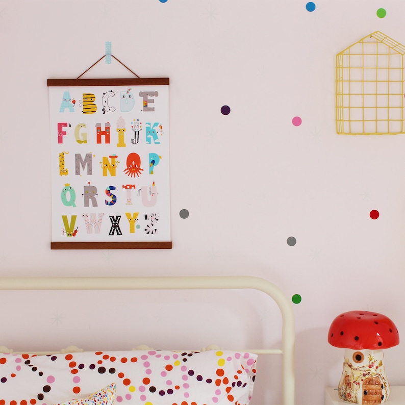Happy Alphabet Poster, Nursery Art, Kids Room, Wall Art, Illustration ...