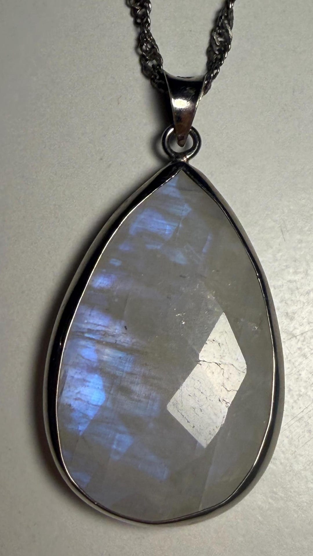 Moonstone Necklace, Sterling Silver, White Gem, Alice in Wonderland ...