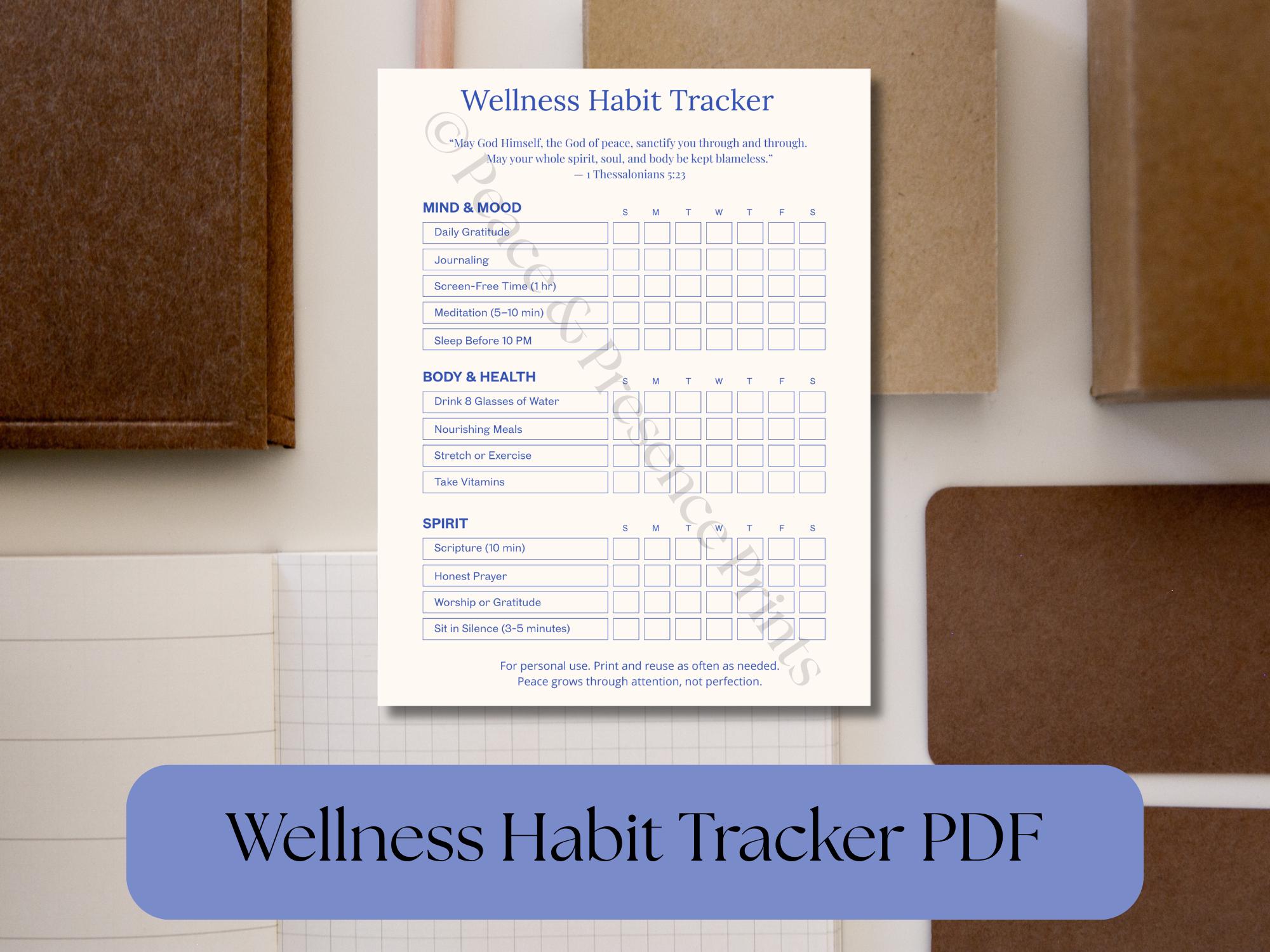 Christian Wellness Habit Tracker | Mind, Body, Spirit (printable PDF ...