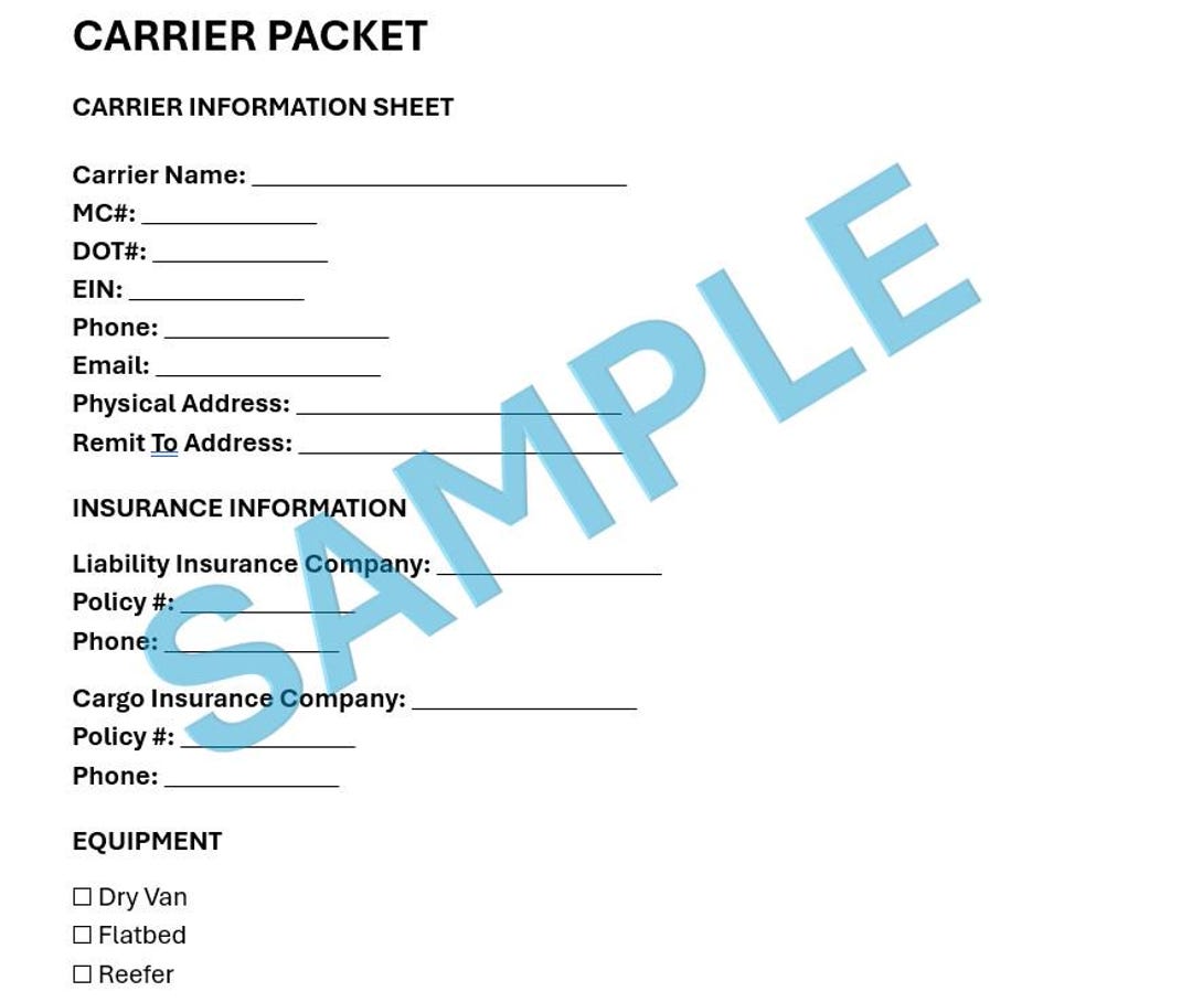 Carrier Packet Simplified Form - Etsy