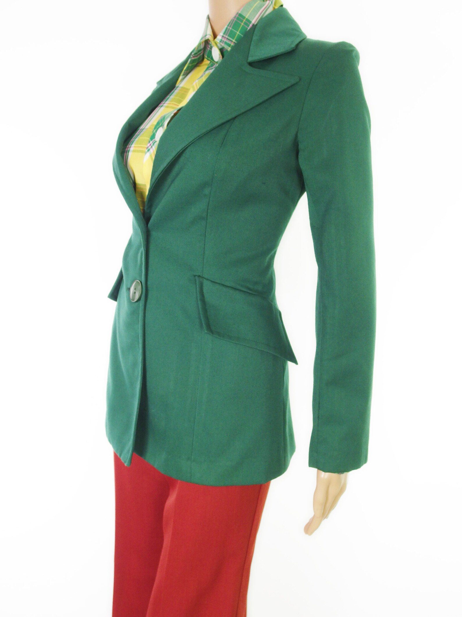 Original 1970s Trevira Tailored Fit and Flare Racing Green Blazer ...