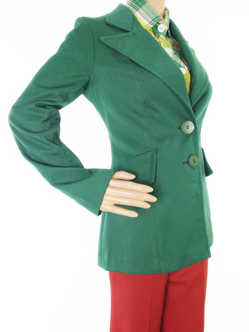 Original 1970s Trevira Tailored Fit and Flare Racing Green Blazer ...