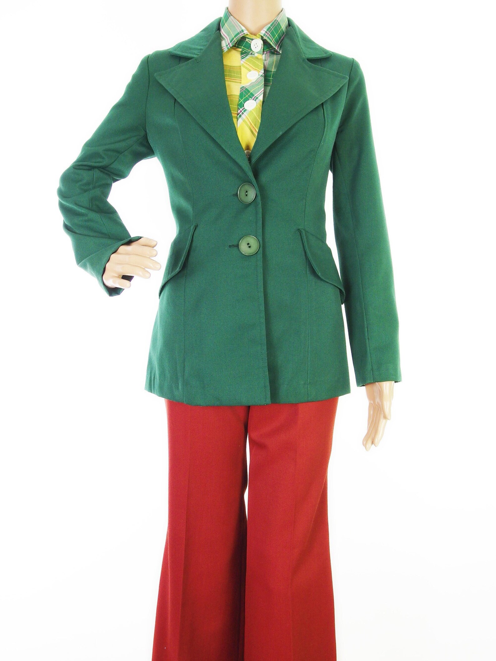 Original 1970s Trevira Tailored Fit and Flare Racing Green Blazer ...