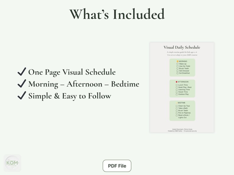 Visual Daily Schedule for Kids | Morning Afternoon Bedtime (printable ...