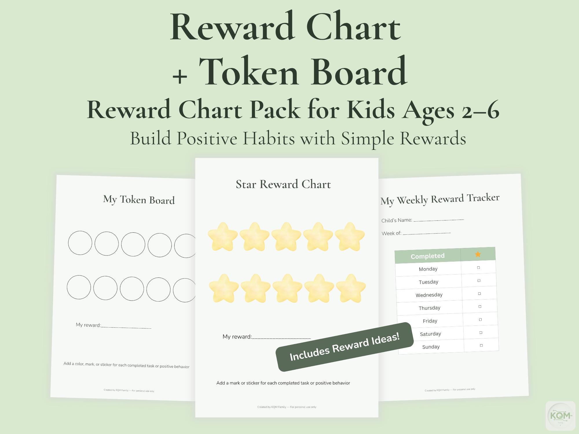 Kids Reward Chart Pack | Token Board & Star Chart (ages 2–6) - Etsy