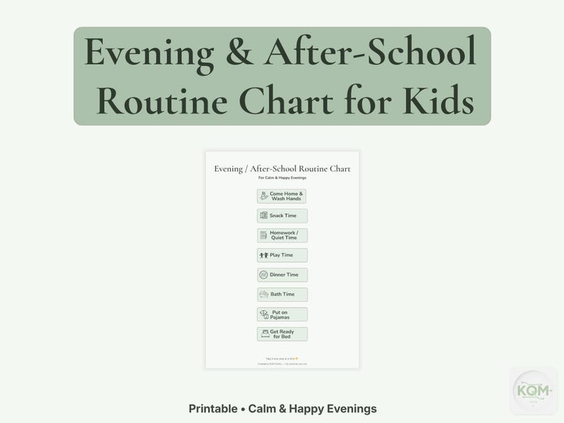 Evening & After-school Routine Chart for Kids | Printable Visual ...