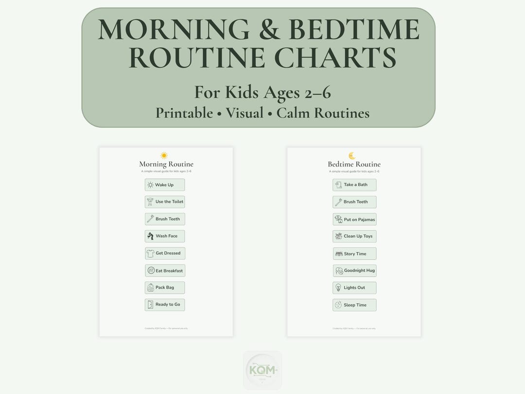 Morning & Bedtime Routine Chart for Kids | Montessori Visual Schedule ...