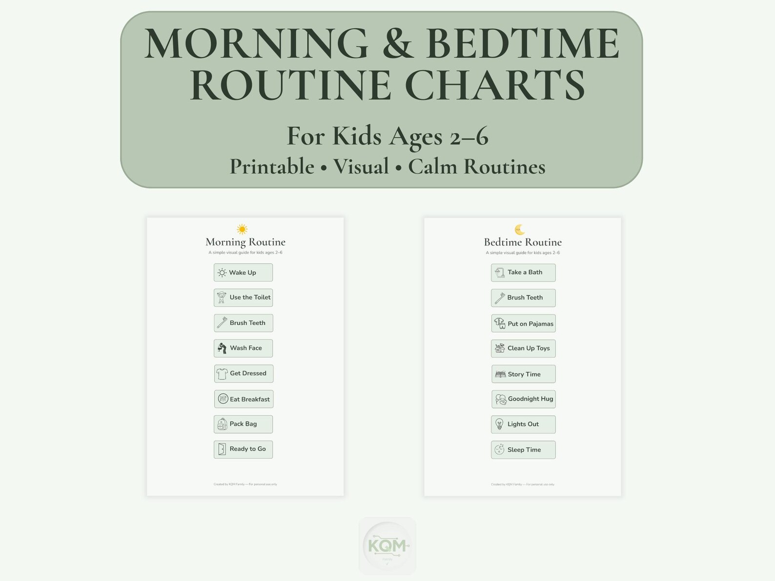 Morning & Bedtime Routine Chart for Kids | Montessori Visual Schedule ...